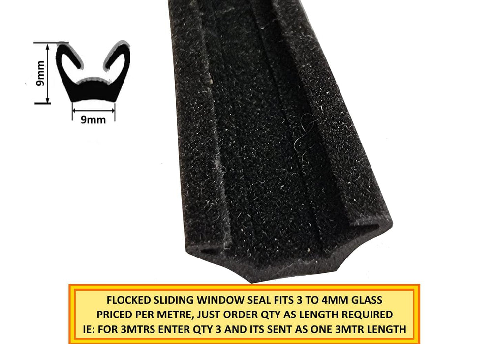 FLOCKED LINED RUBBER SLIDING WINDOW CHANNEL 4 SIZES — The Seal ...